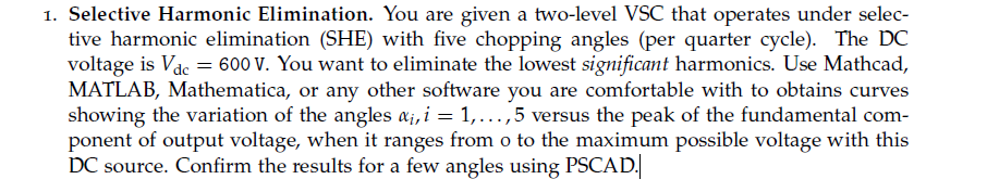 Solved 1. Selective Harmonic Elimination. You are given a | Chegg.com