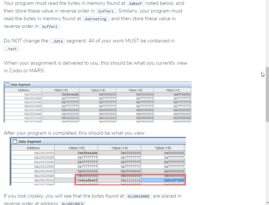 Solved mips1.asm 1. Page 1 Collapse $ .data daBeef: .word | Chegg.com