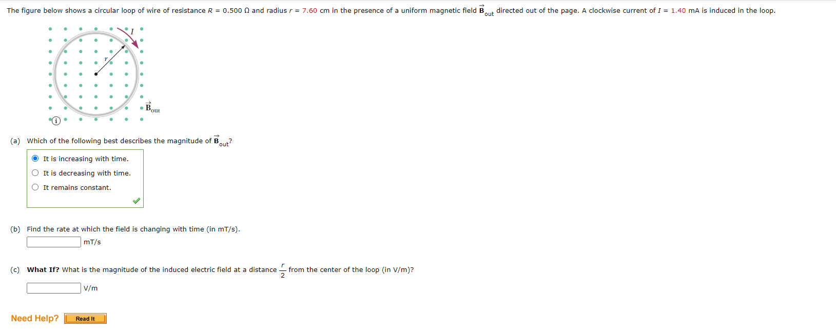 Solved The figure below shows a circular loop of wire of | Chegg.com