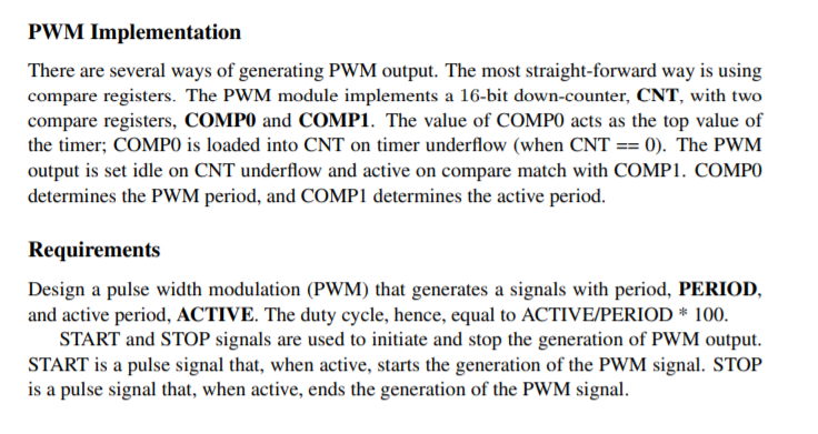 In Verilog I Need A Pwm Generator Using The Following