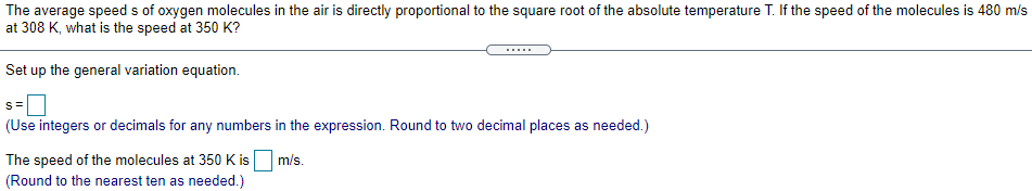 Solved The average speed s of oxygen molecules in the air is | Chegg.com