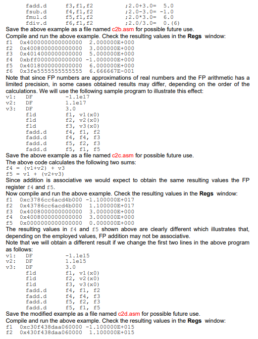 Solved C2 Floating Point Fp Calculations Floating Point Fp Values Calculations Section