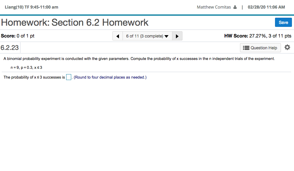 Solved Homework Section 6 2 Homework Save Score 0 Of 1 Pt