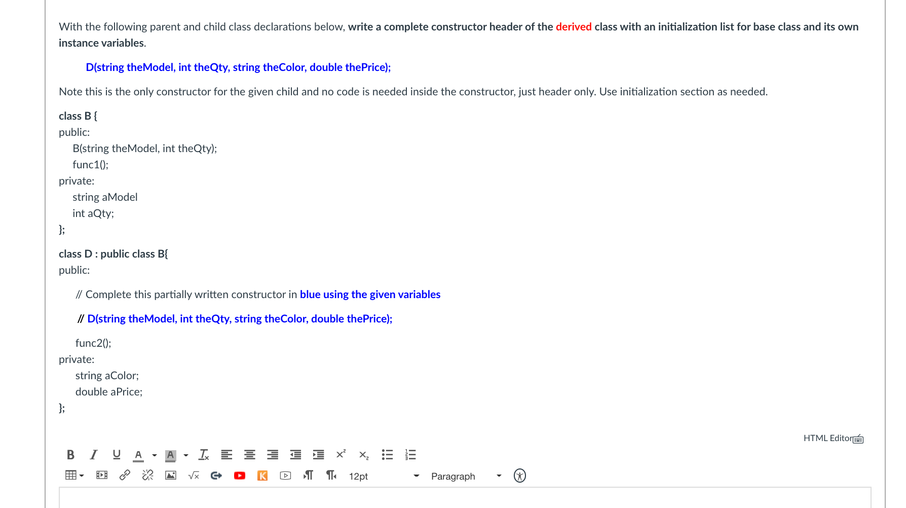 Solved With the following parent and child class | Chegg.com