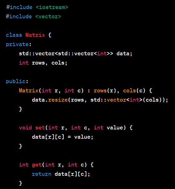 Solved \#include \#include class Matrix \{ private: std: : | Chegg.com