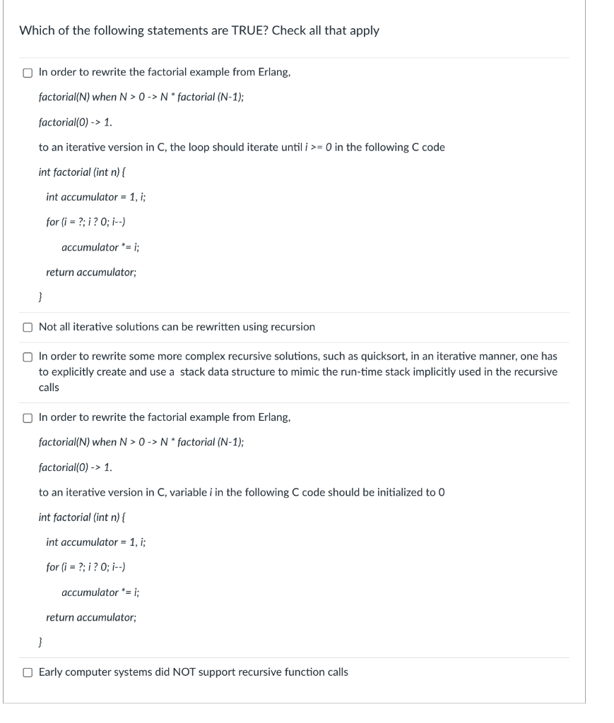 Solved Which of the following statements are TRUE? Check all | Chegg.com