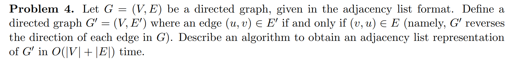 Solved Let G = (V, E) be a directed graph, given in the | Chegg.com