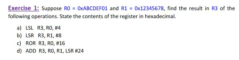 Solved Exercise 1: Suppose RO = OxABCDEF01 and R1 = | Chegg.com
