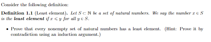Solved Consider the following definition: Definition 1.1 | Chegg.com