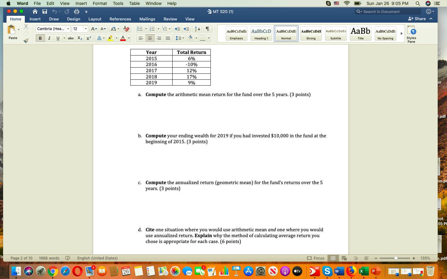Solved Word File Edit View Insert Format Tools Table Window | Chegg.com