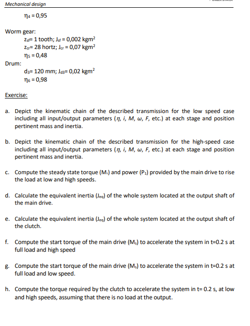 Solved MECHANICAL TRANSMISSION MODELLING EXERCISE 4 | Chegg.com