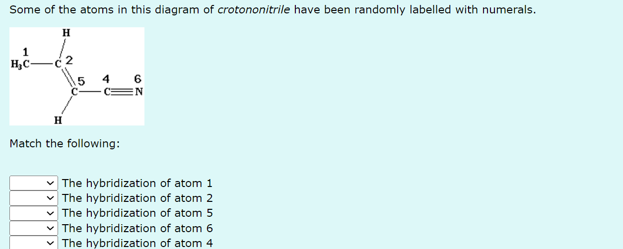 Solved Some of the atoms in this diagram of crotononitrile | Chegg.com