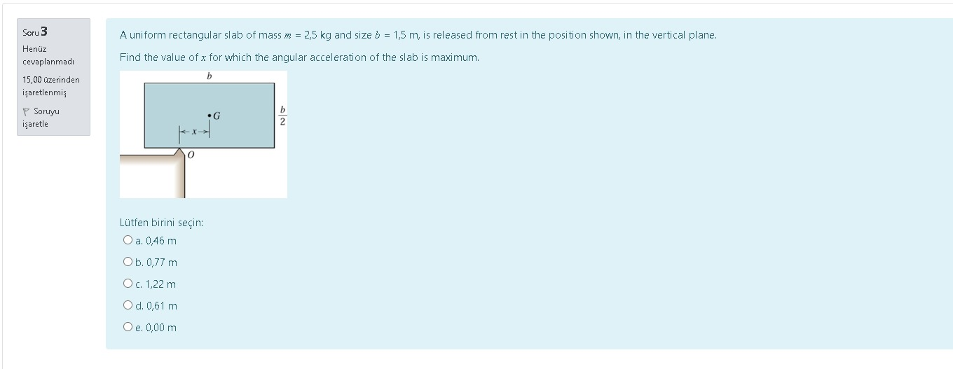 Solved A uniform rectangular slab of mass m = 2,5 kg and | Chegg.com