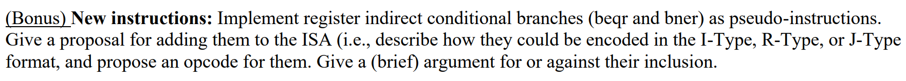 Solved (Bonus) New instructions: Implement register indirect | Chegg.com