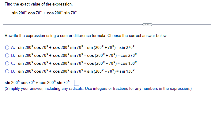 Solved Find the exact value of the expression. | Chegg.com