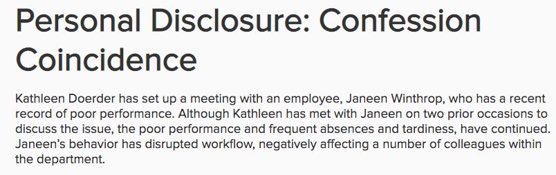Solved Personal Disclosure: Confession Coincidence Kathleen | Chegg.com