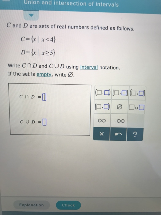 Solved Union and intersection of intervals C and D are sets | Chegg.com