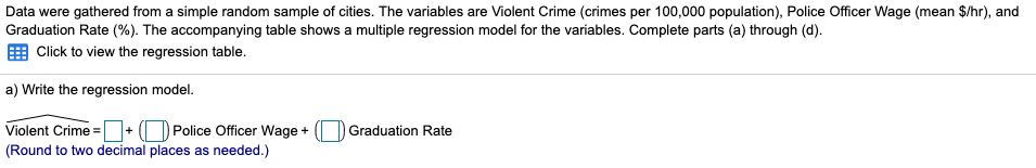 Solved Dependent variable is: Violent Crime R squared-38.7% | Chegg.com