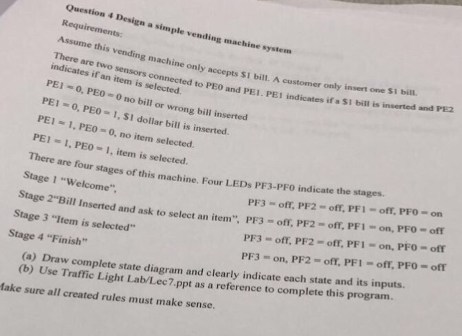 Solved Design a simple vending machine system Requirements: | Chegg.com