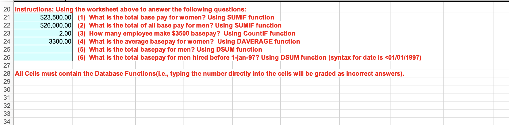 Solved 20 Instructions: Using the worksheet above to answer | Chegg.com