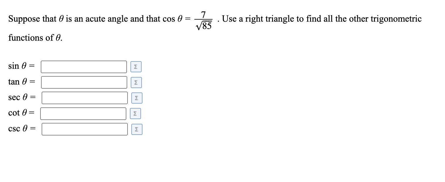 Solved Suppose that θ ﻿is an acute angle and that | Chegg.com