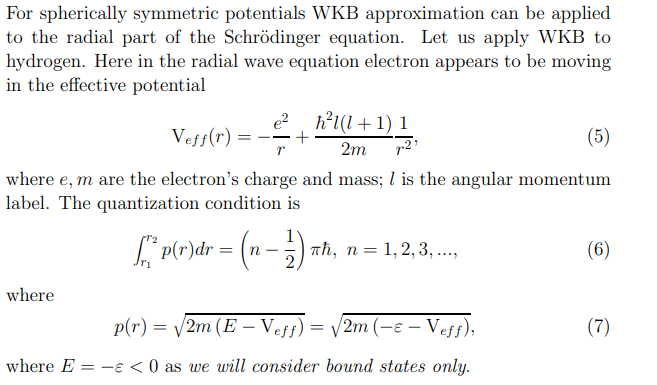 Solved For spherically symmetric potentials WKB | Chegg.com