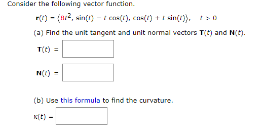Solved Consider The Following Vector Function R T 8t2