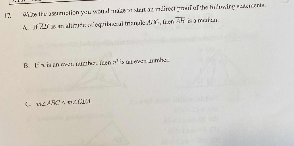 Solved 17. Write the assumption you would make to start an | Chegg.com