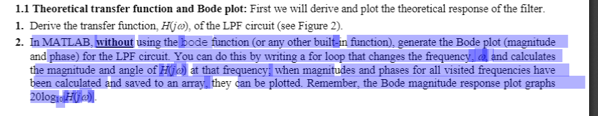 Solved 1.1 Theoretical transfer function and Bode plot: | Chegg.com