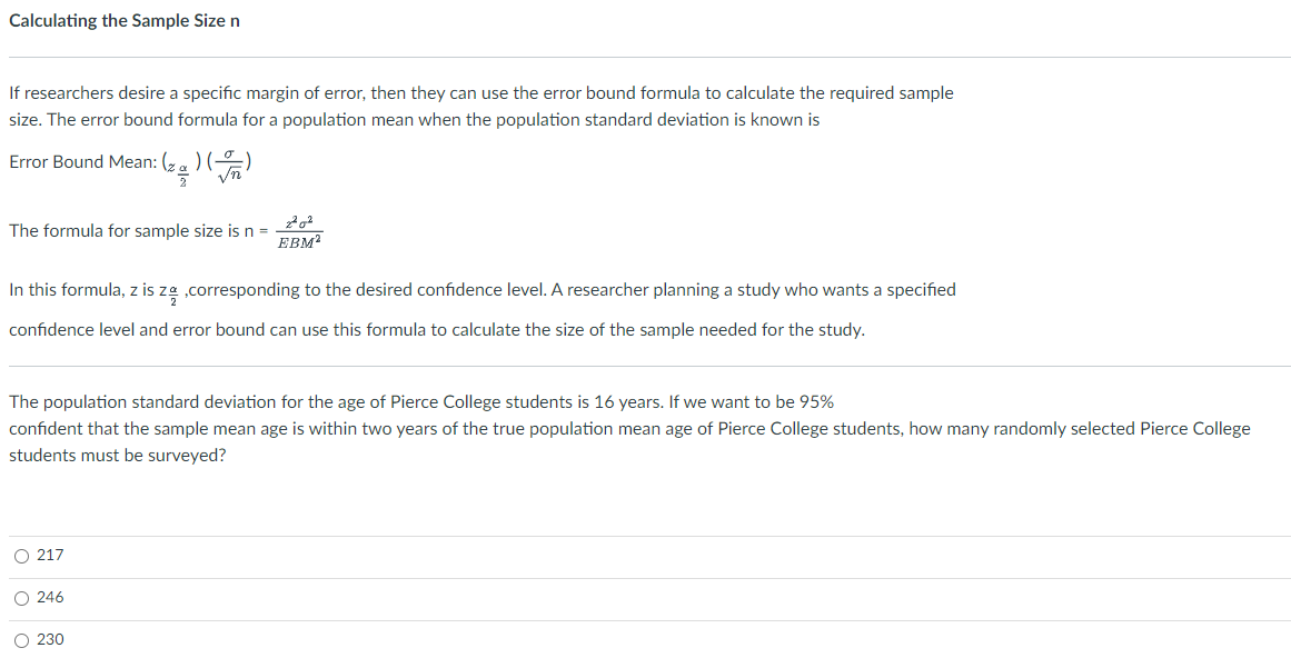 Solved Calculating the Sample Size \\( \\mathbf{n} \\) If | Chegg.com