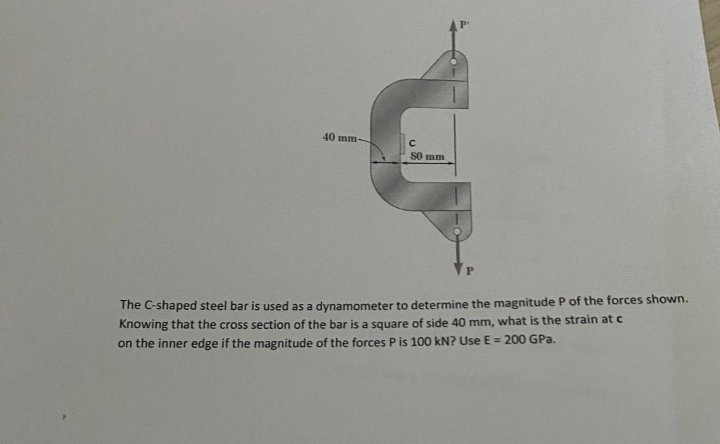 Solved The C-shaped steel bar is used as a dynamometer to | Chegg.com