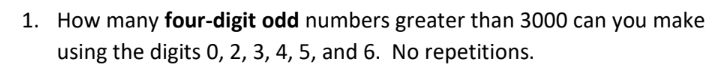 Solved 1. How many four-digit odd numbers greater than 3000 | Chegg.com