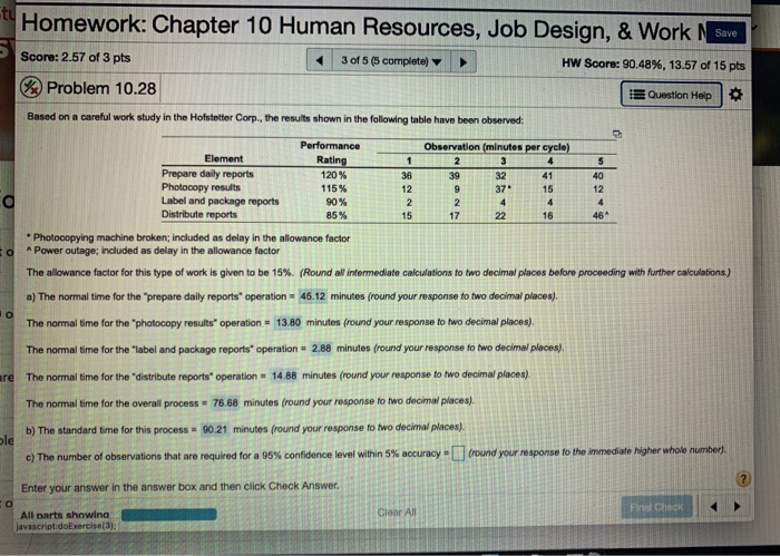 Solved tu Homework: Chapter 10 Human Resources, Job Design, | Chegg.com