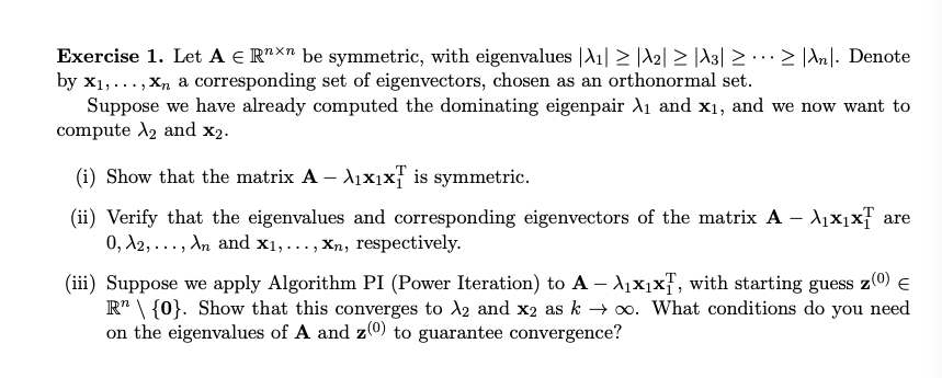 Solved JUST DO PART iii), ﻿THANK YOU. Exercise 1. ﻿Let | Chegg.com