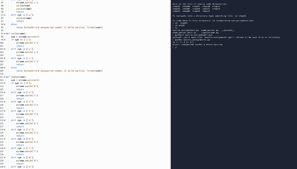 sLL(1) parser for μLisp language defined above in | Chegg.com