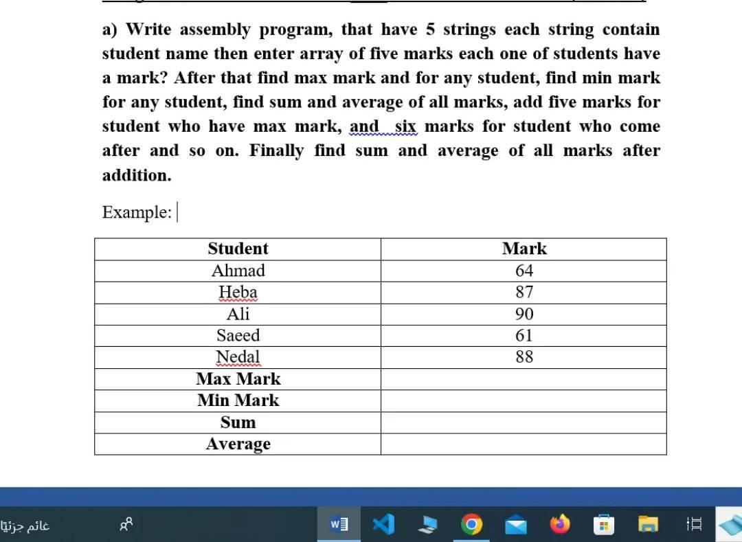 Solved a) Write assembly program, that have 5 strings each | Chegg.com