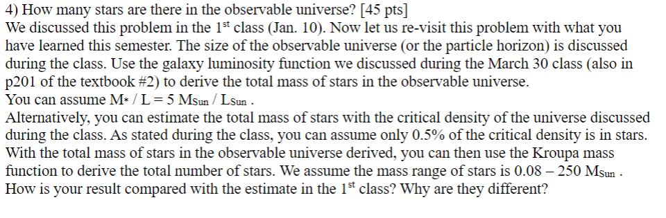 Solved 4) How many stars are there in the observable | Chegg.com