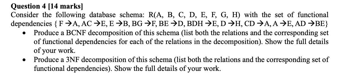 Solved Question 4 (14 marks] Consider the following database | Chegg.com