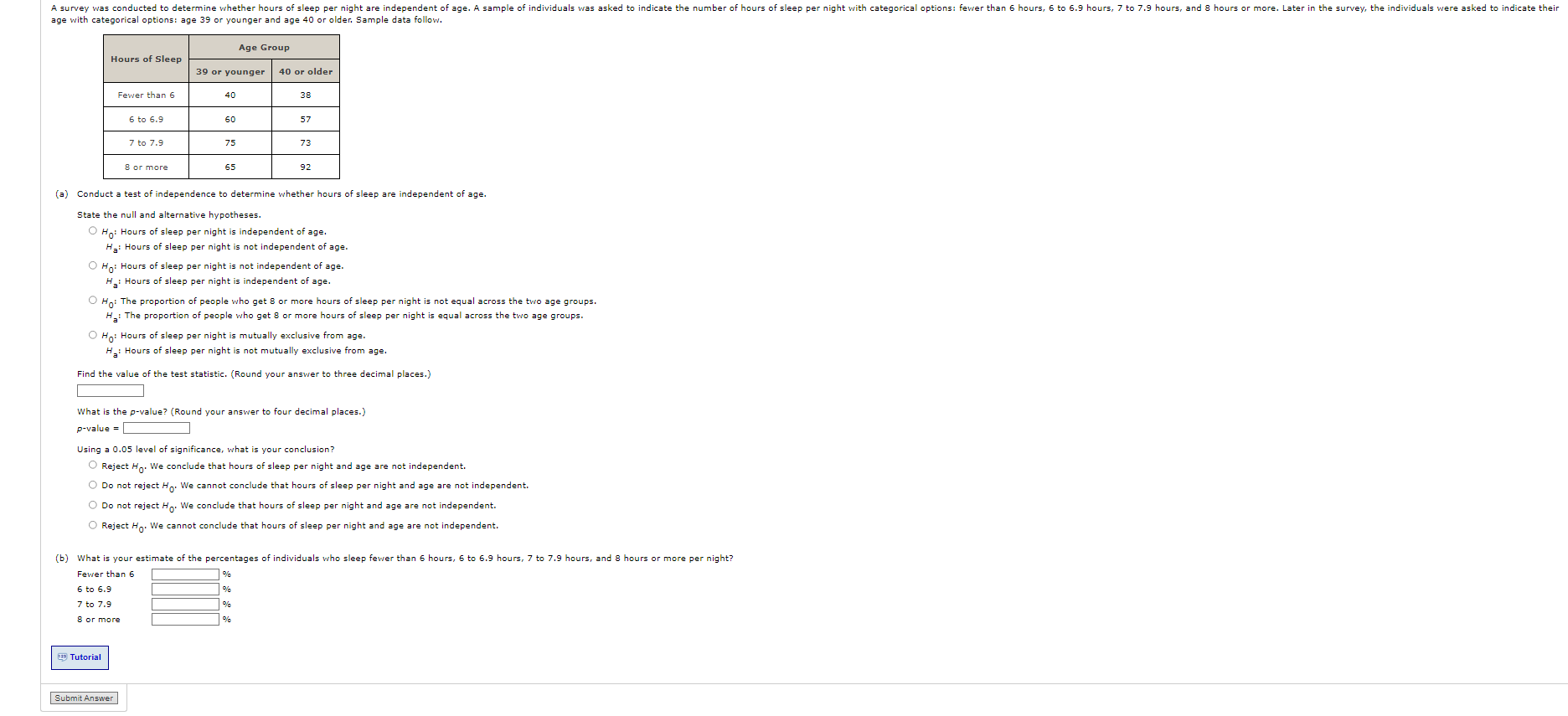 Solved age with categorical options: age 39 or younger and | Chegg.com