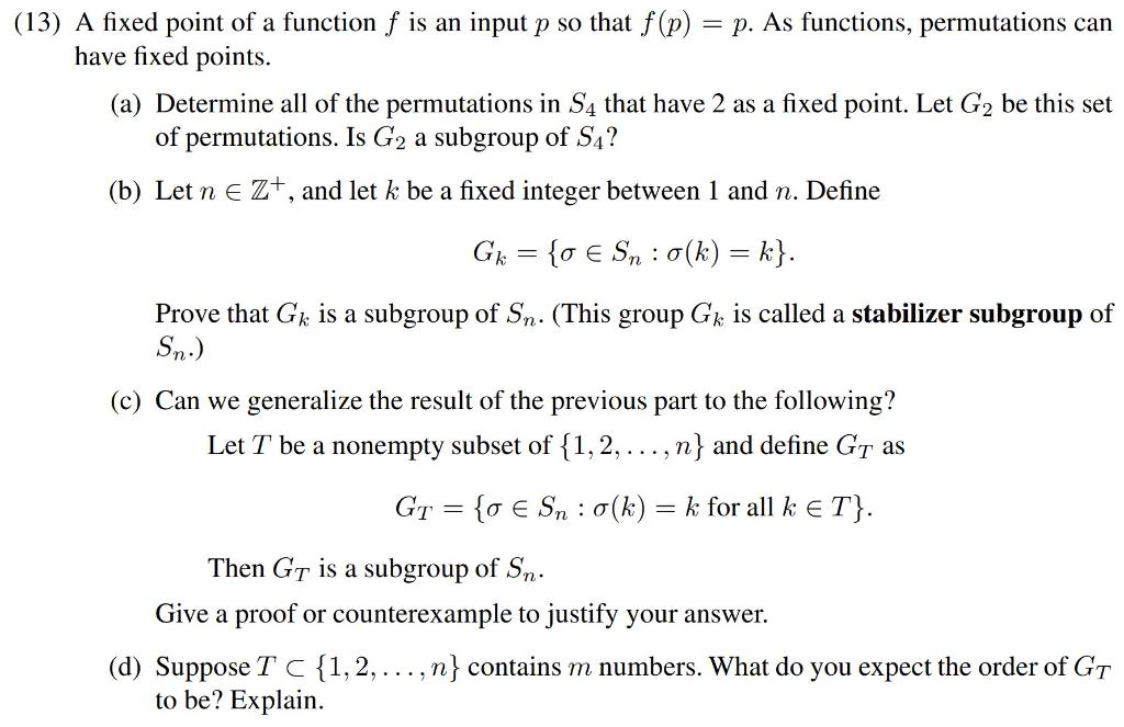Solved 3) A fixed point of a function f is an input p so | Chegg.com