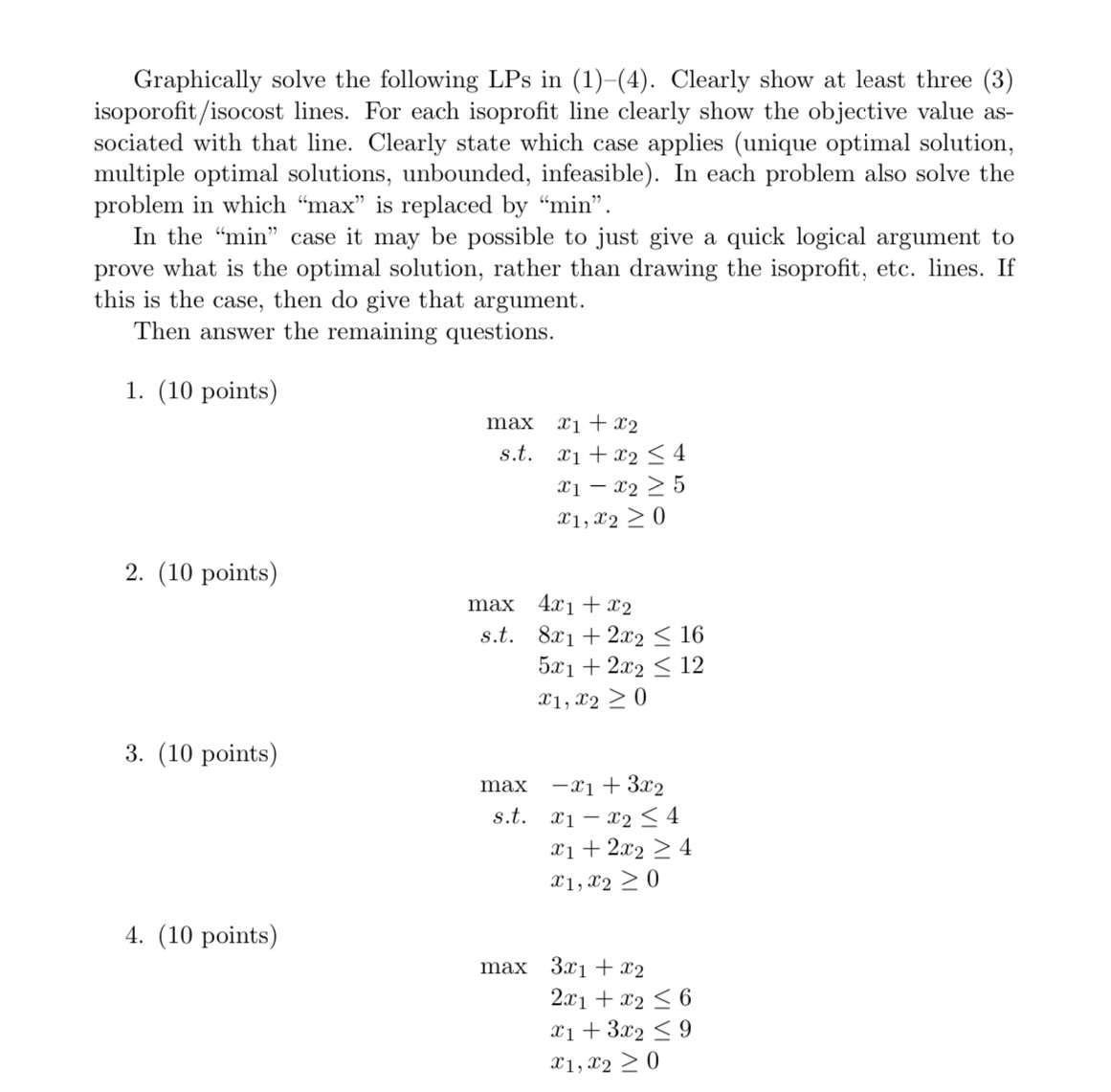 Solved Graphically solve the following LPs in (1)-(4). | Chegg.com