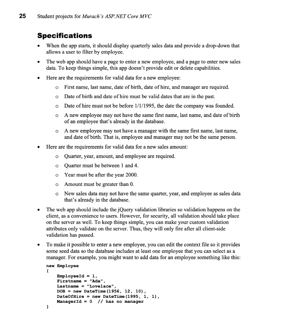 Solved 24 Student projects for Murach's ASP.NET Core MVC | Chegg.com Solved 24 Student projects for Murach's ASP.NET Core MVC | Chegg.com