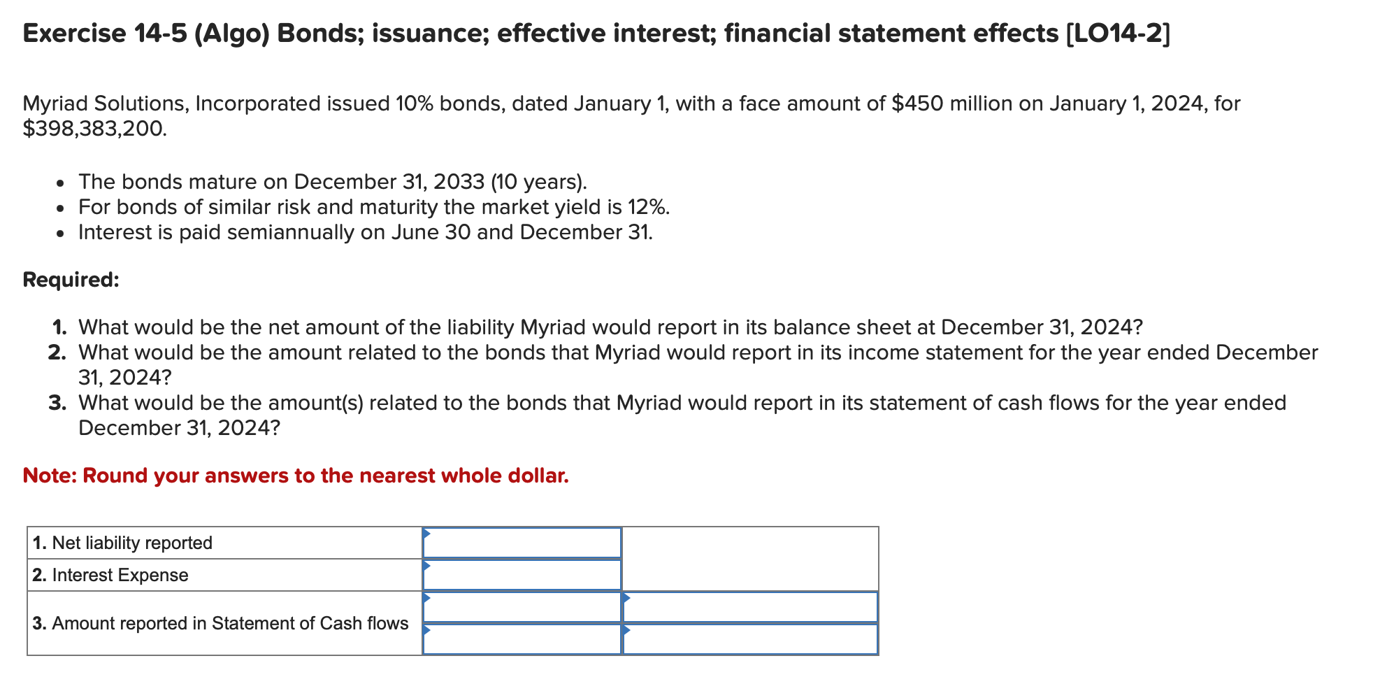 Exercise 14-5 (Algo) Bonds; issuance; effective | Chegg.com