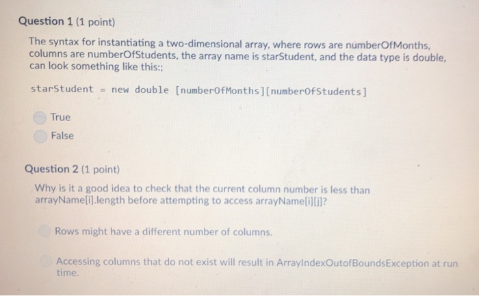Solved Question 1 (1 point) The syntax for instantiating a | Chegg.com