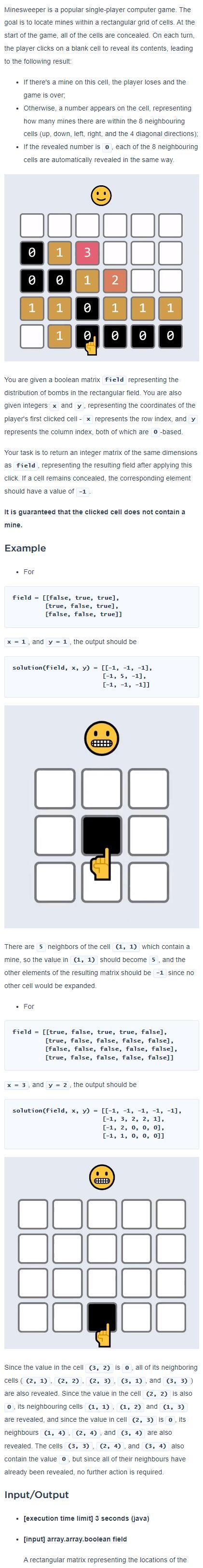 Solved in JAVA int[][] solution(boolean[][] field, int x, | Chegg.com