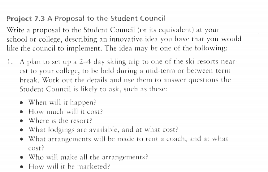 Solved Project 7.3 A Proposal to the Student Council Write a | Chegg.com