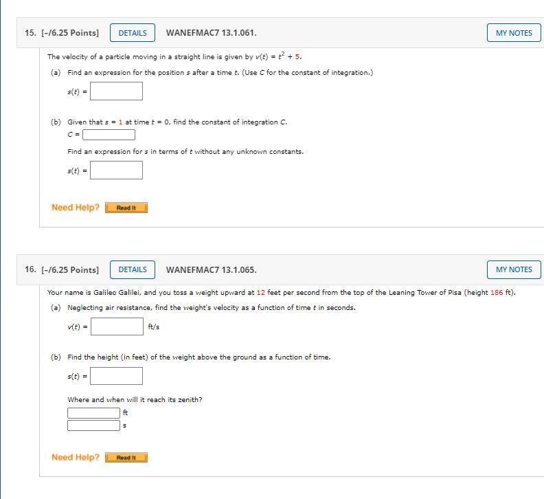 Solved 15. [-76.25 Points) DETAILS WANEFMAC7 13.1.061. MY | Chegg.com Solved 15. [-76.25 Points) DETAILS WANEFMAC7 13.1.061. MY | Chegg.com