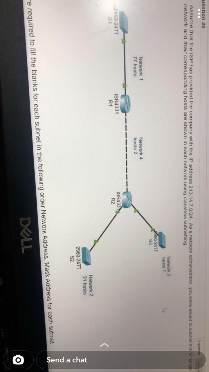 Solved uestion 35 1 points Assume that the ISP has provided | Chegg.com