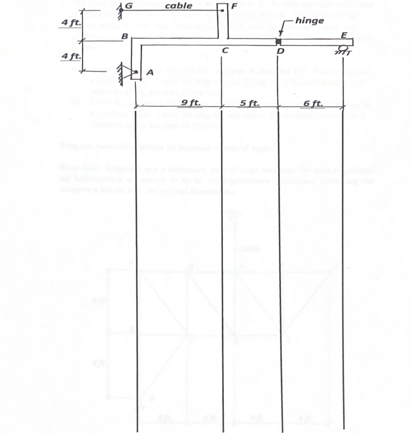Solved 1. In the structure shown below, a hinge at joint D | Chegg.com