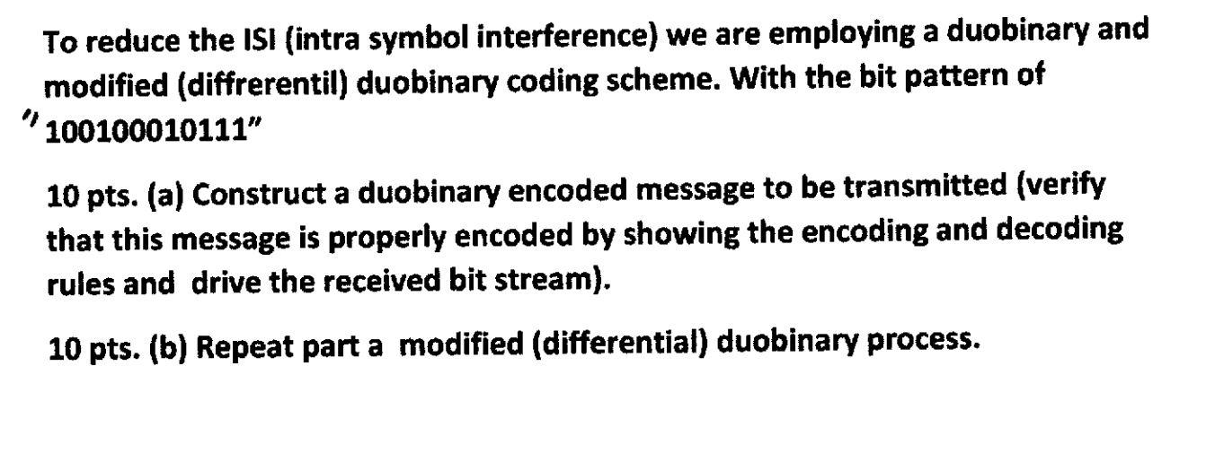 Solved To reduce the ISI (intra symbol interference) we are | Chegg.com